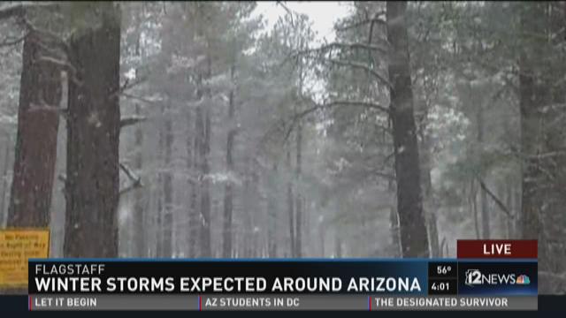 Storms hit Arizona: Kingman flooding, Flagstaff snow, light rain in Phoenix | 12news.com